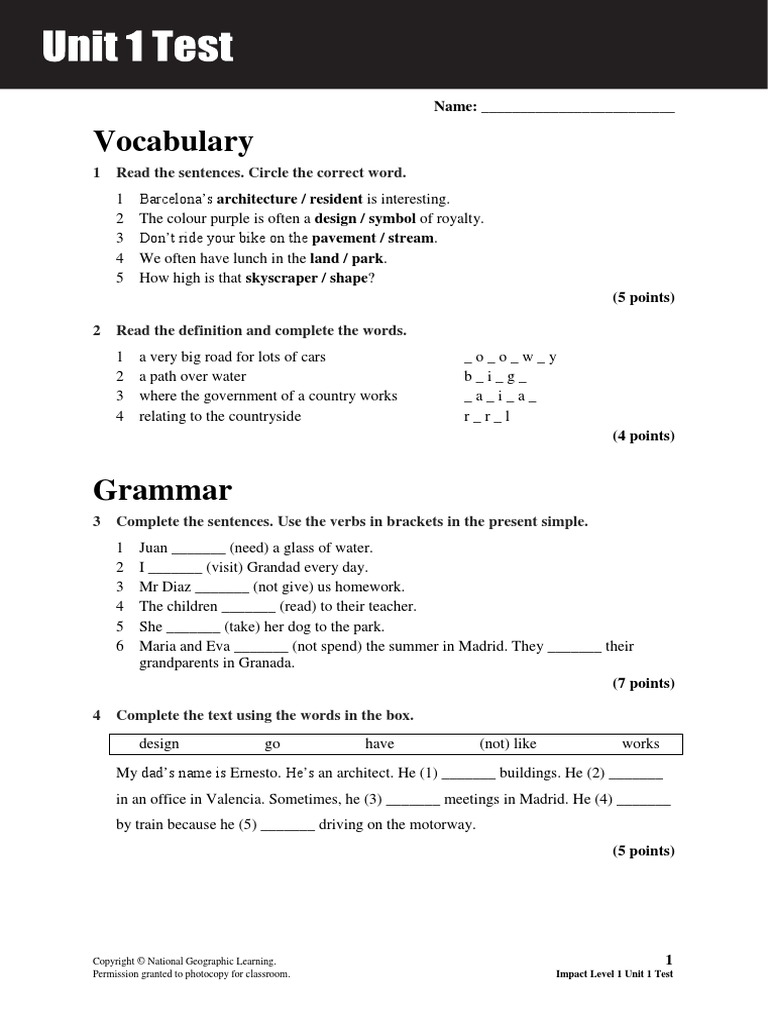Vocabulary: 1 Read The Sentences. Circle The Correct Word | PDF