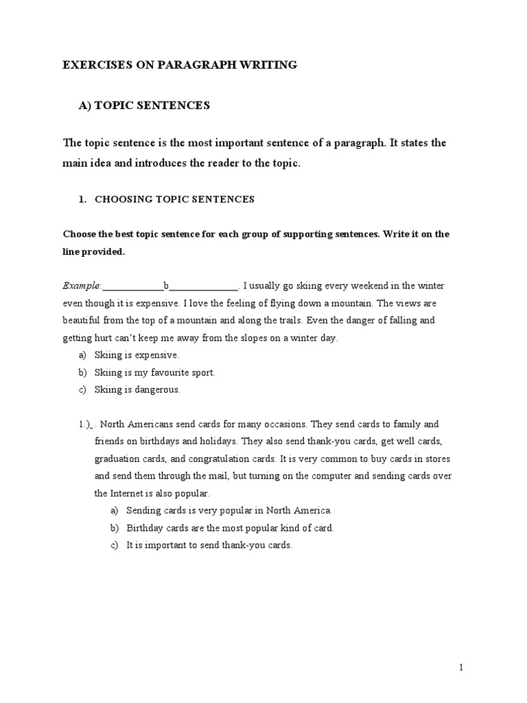 Topic Sentences and Paragraph Writing | PDF | Vegetables | Paragraph