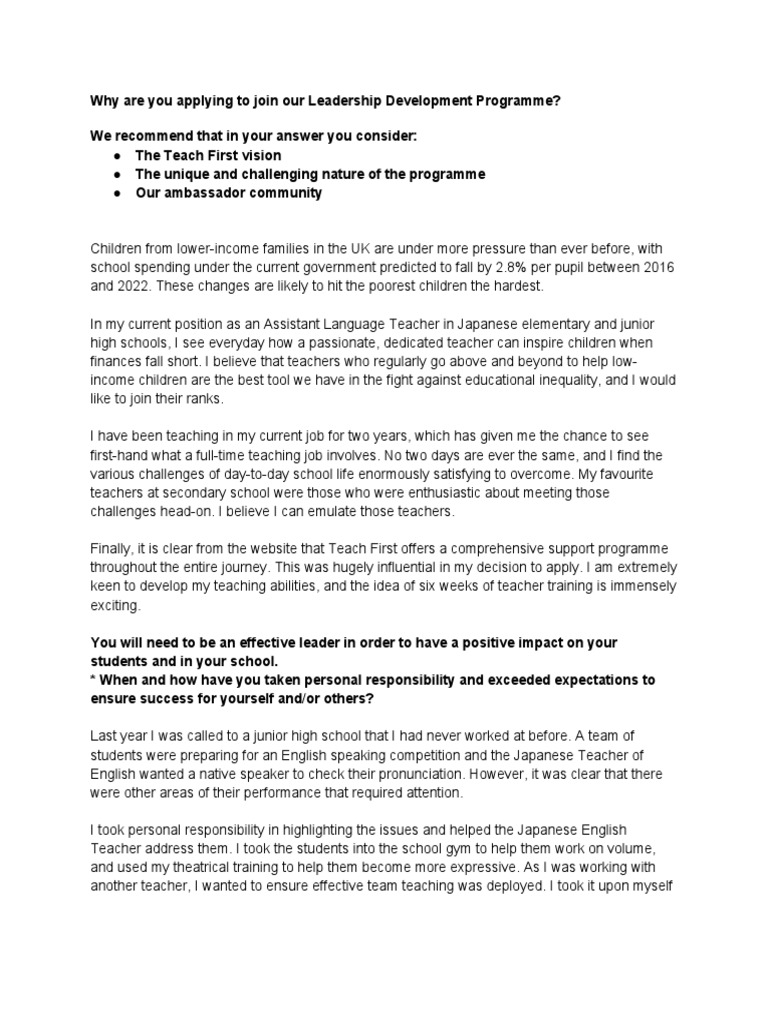 Preparing to Inspire: A Passionate Candidate's Case for Joining the ...