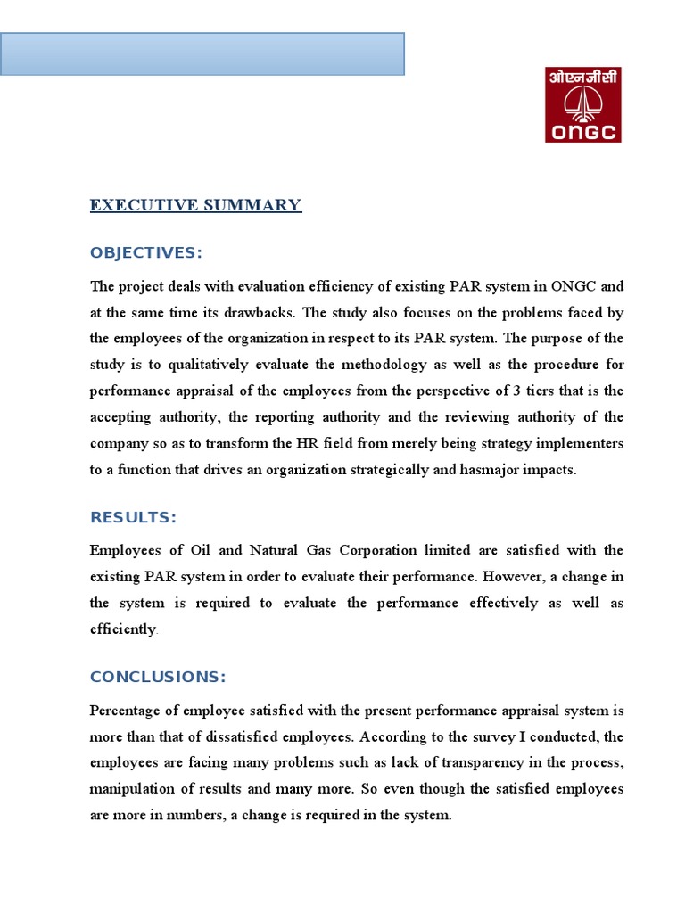 ONGC Performance Appraisal Report | PDF | Performance Appraisal | Sampling (Statistics)