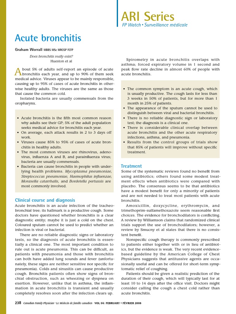 Acute Bronchitis: Causes, Diagnosis, Treatment | PDF | Bronchitis ...