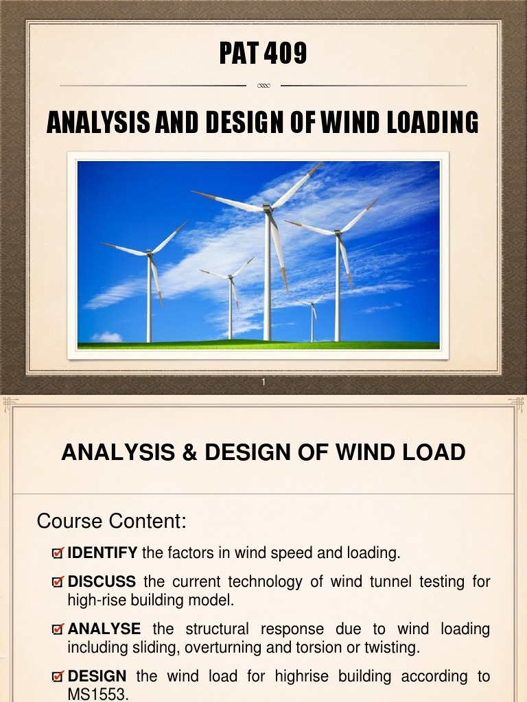 Lecture 1a Analysis and Design of Wind Loading PDF | PDF | Structural Load | Wind Tunnel