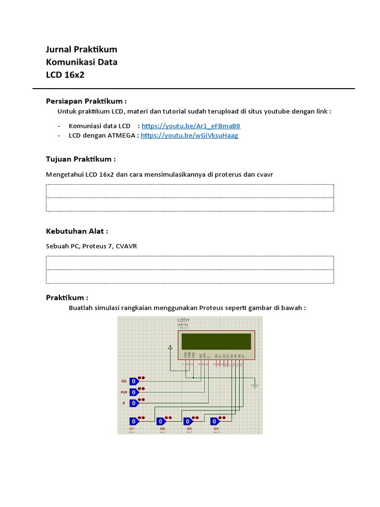Praktikum Simulasi LCD 16x2 di Proteus | PDF