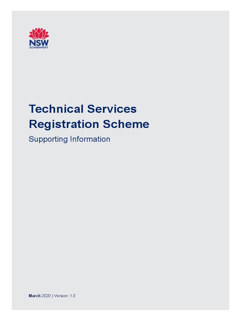 Technical Services Registration Scheme Supporting Information: A ...