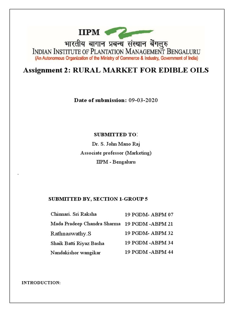 RM Assignment 2 Word | PDF | Vegetable Oil | Brand