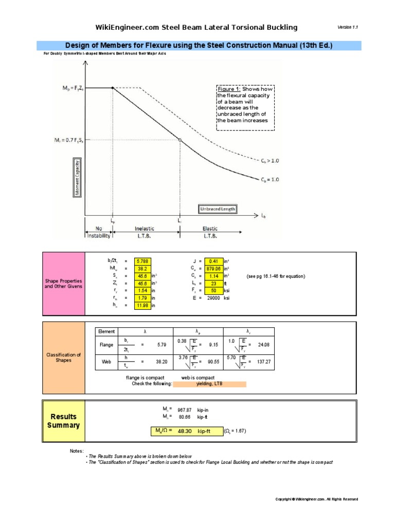 Steel W-Beam LTB v1.1 | PDF | Beam (Structure) | Structural Engineering