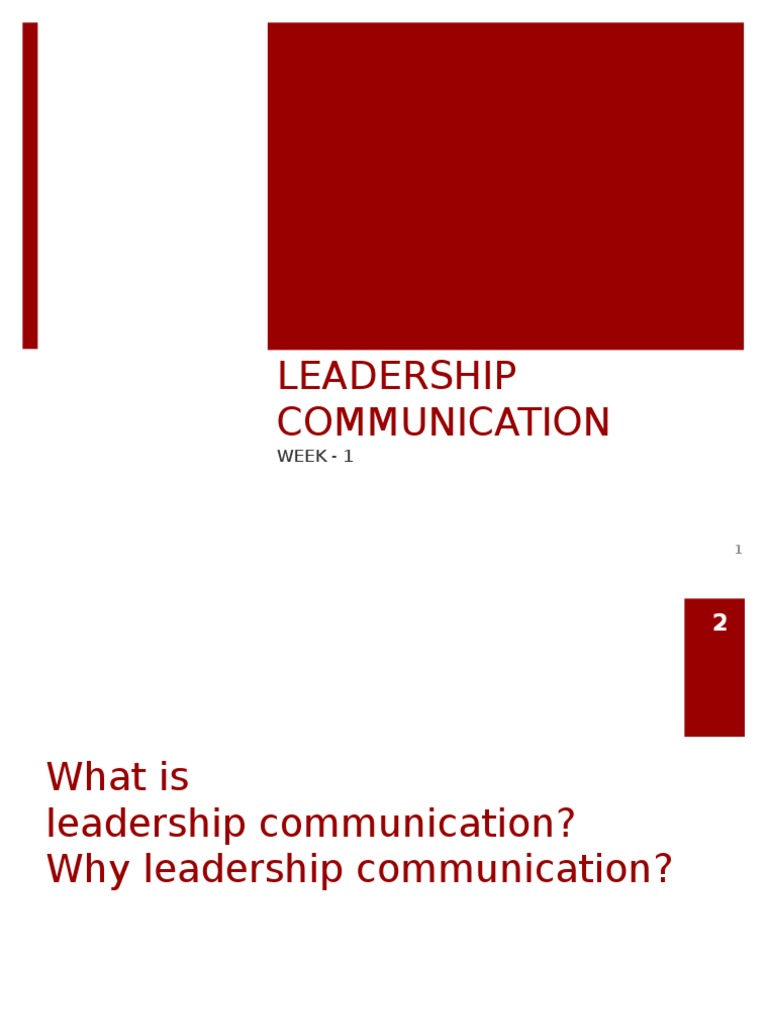 Session 1 - LEADERSHIP COMMUNICATION | PDF | Leadership ...