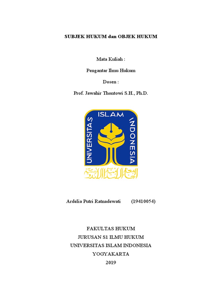 Teori Objek Dan Subjek Pih | PDF