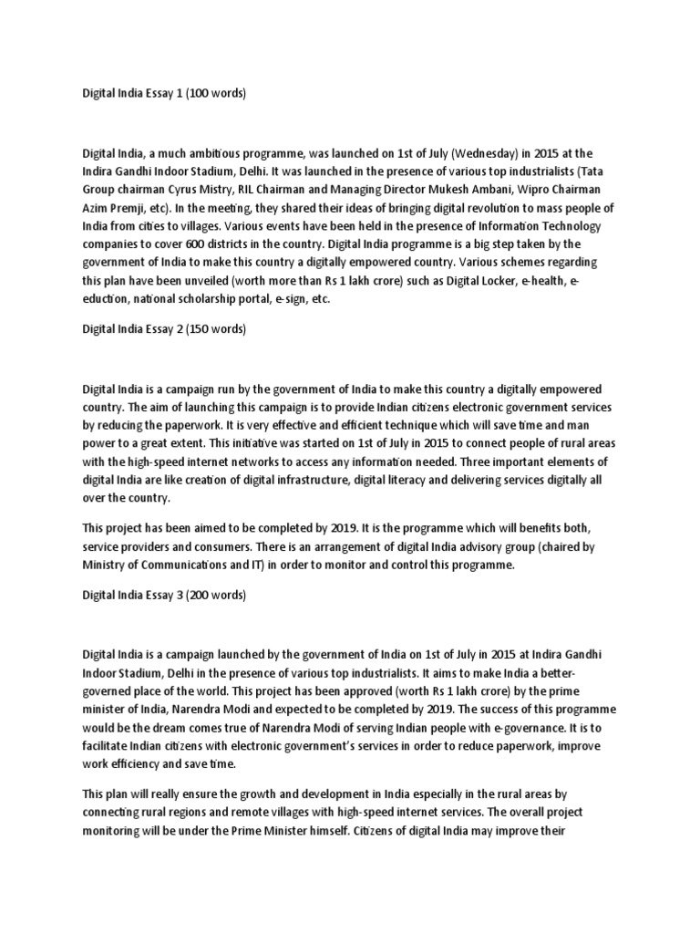 Digital India Essay 1 | PDF | Internet Access | Information Technology