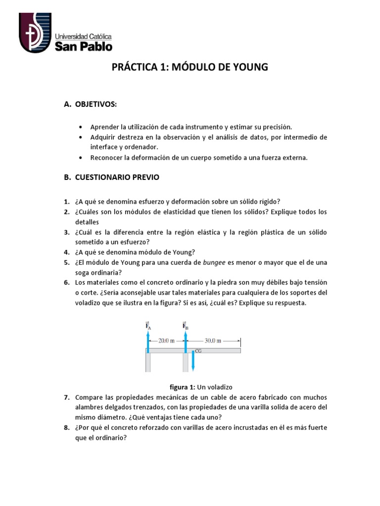 Práctica 1 - Modulo de Young PDF | PDF | El módulo de Young ...