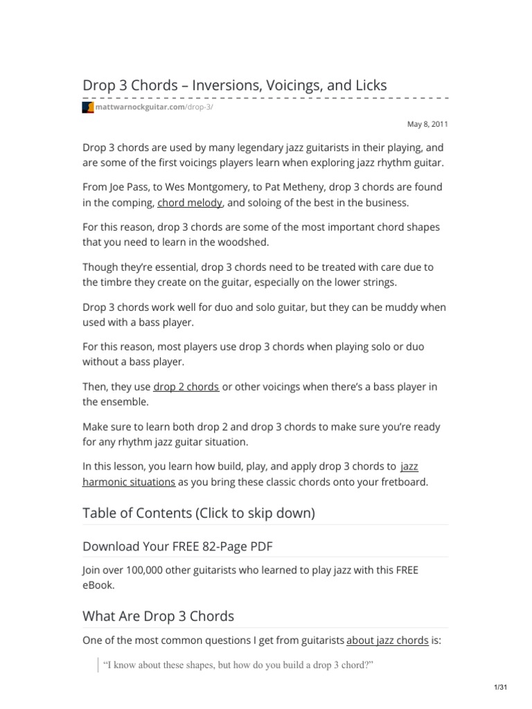 Drop 3 Chords Inversions Voicings and Licks | PDF | Chord (Music) | Guitars