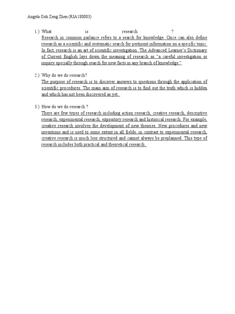 Research Methodology Assignment 1 | PDF