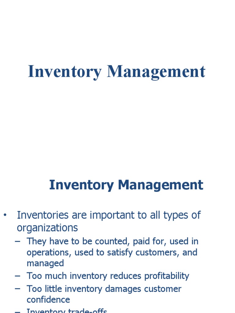 Inventory Management | PDF | Inventory | Demand