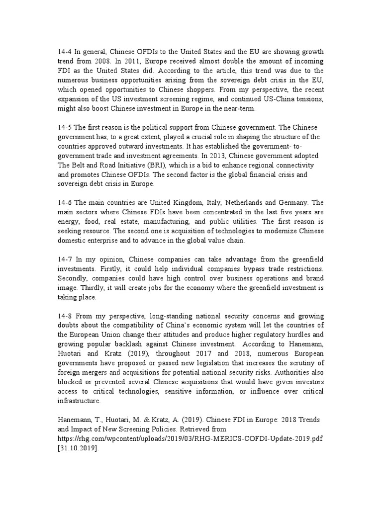 Case Study: China's "Going Out" Strategy | PDF | Foreign Direct ...