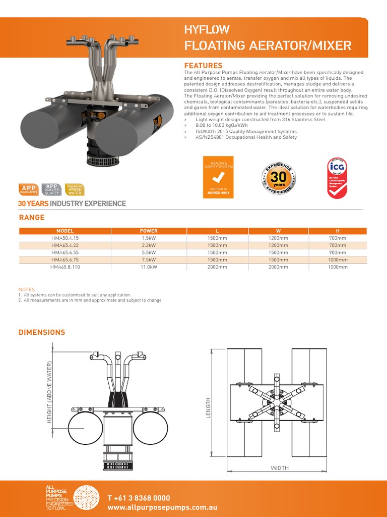 Aerators Data Sheet | PDF | Water And The Environment | Environmental ...