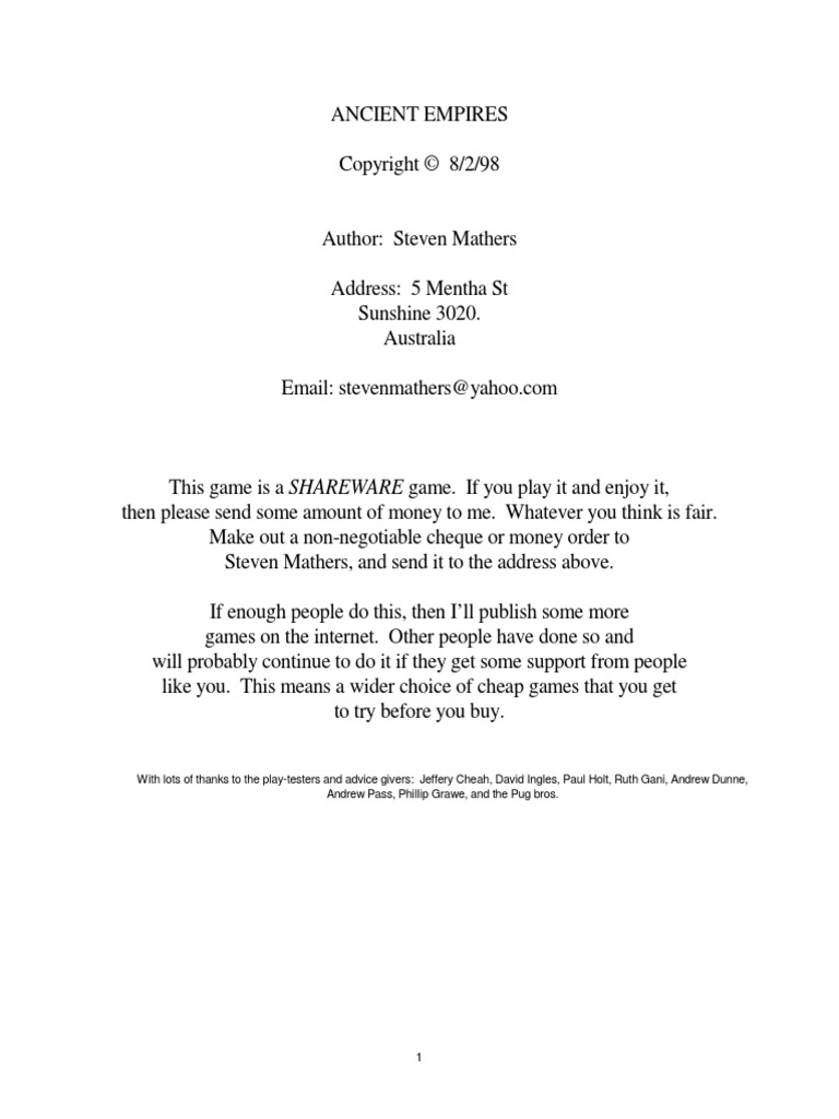 Ancient Empires Rules | PDF | Taxes | Barbarian