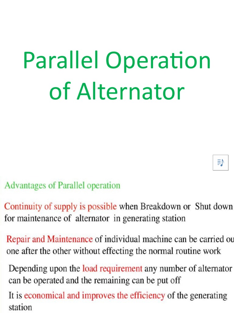 Parallel Operation of Alternator | PDF