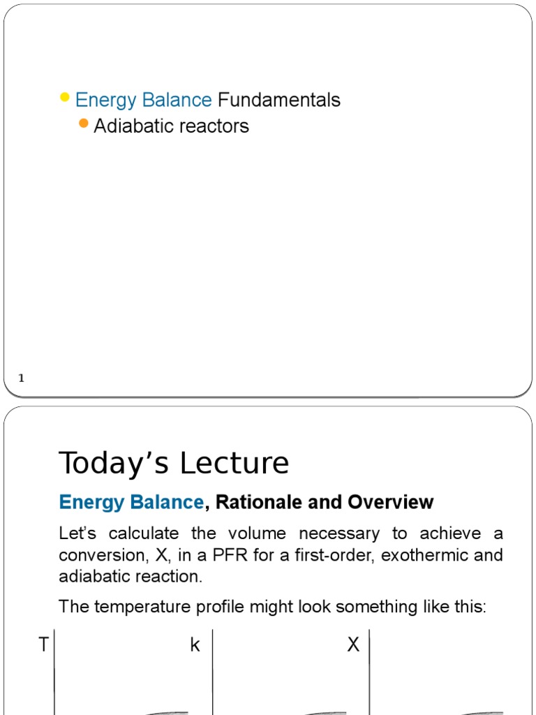 Fundamentals Adiabatic Reactors: Energy Balance | PDF | Heat | Chemical ...