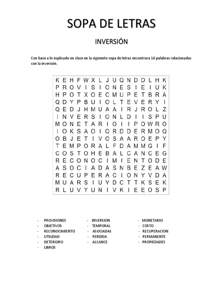 Sopa de Letras - Inversion | PDF