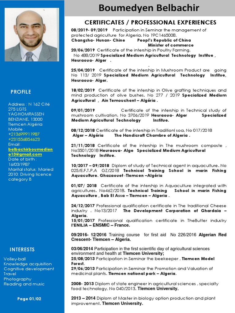 CV Boumediene | PDF | Algeria | Science