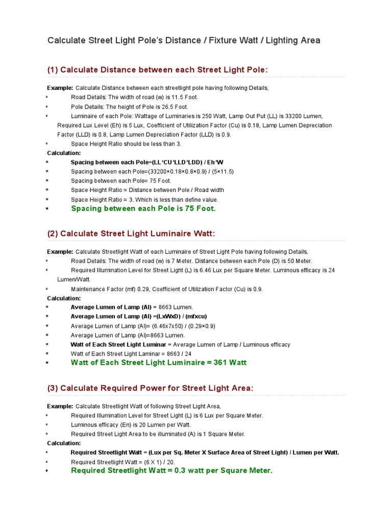 Calculate Street Light Pole | PDF