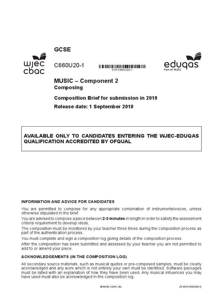 2018 GCSE Eduqas Composition Briefs | PDF | Musical Compositions | Sound