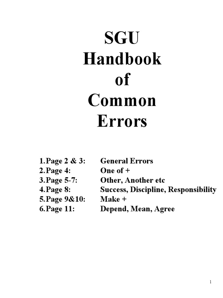 SGU Handbook of Common Errors | Download Free PDF | Plural | Noun