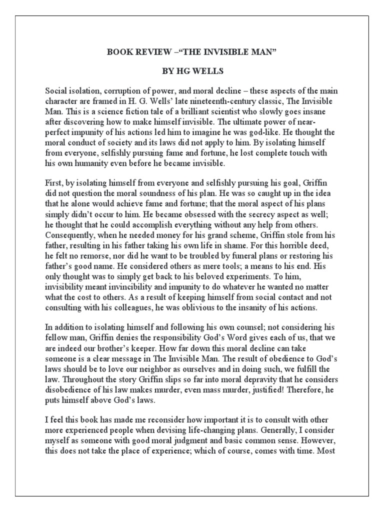 Review of H.G. Wells' The Invisible Man | PDF | H. G. Wells | Wisdom