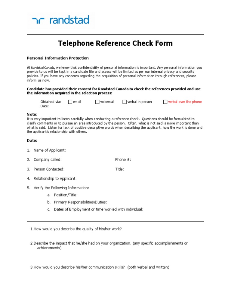 Reference Form. Please Complete | PDF | Employment | Information