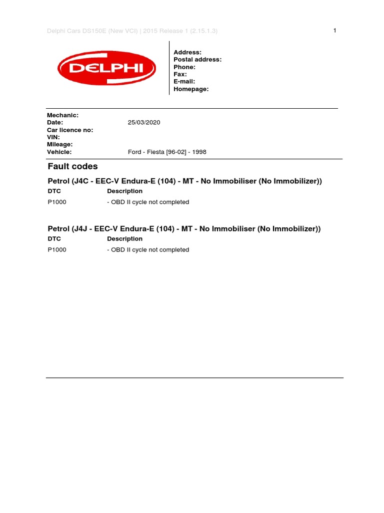 Fault Codes: Petrol (J4C - EEC-V Endura-E (104) - MT - No Immobiliser ...