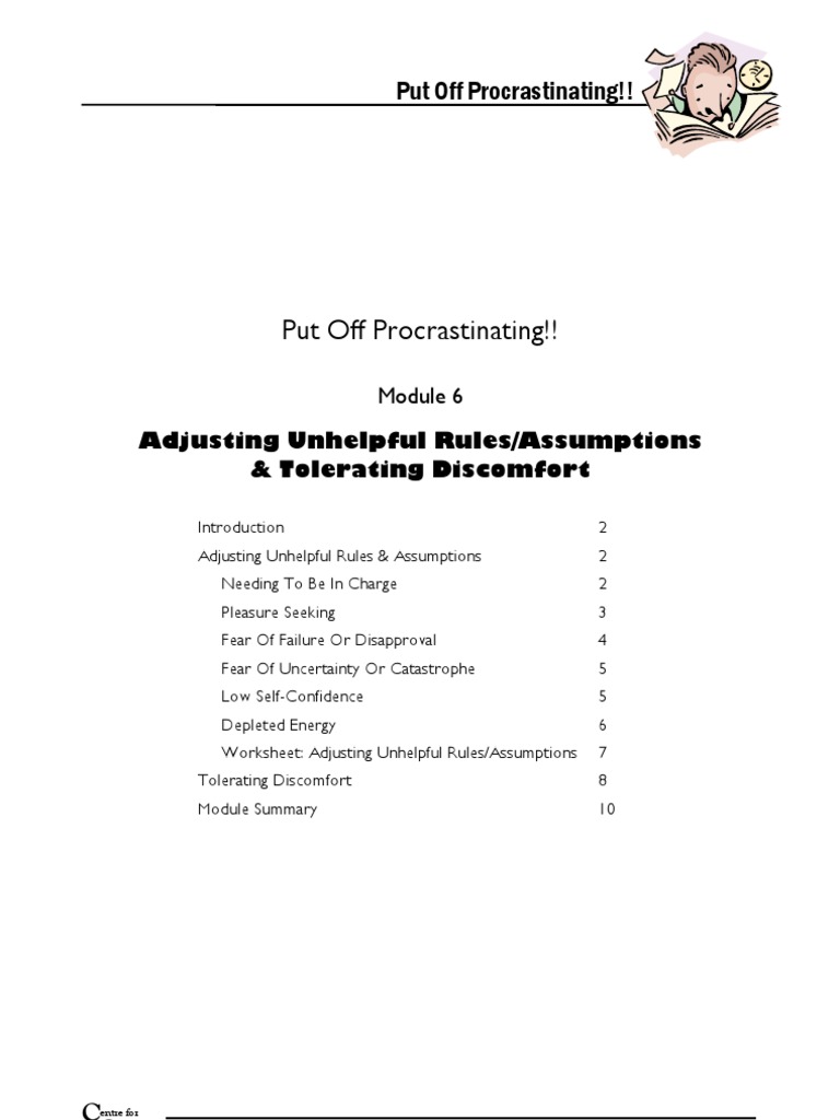 Procrastination Module 6 - Adjusting Rules & Tolerating Discomfort ...