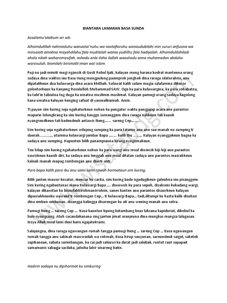 Biantara Lamaran Basa Sunda | PDF | Agama & Spiritualitas