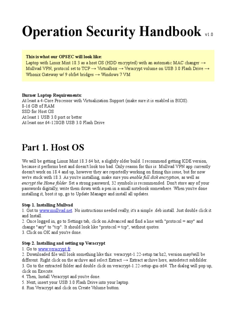 Operation Security Handbook 1 0 | PDF | Usb Flash Drive | Ip Address