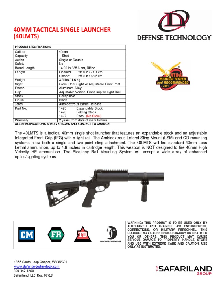 Tactical Single Launcher | PDF | Hazards | Weapon Design