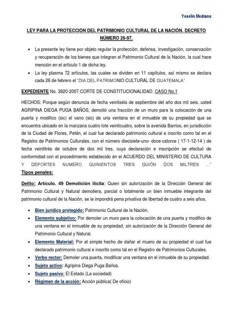 Ley para La Protección Del Patrimonio Cultural de La Nación. 2020 | PDF | Bienes (Ley ...