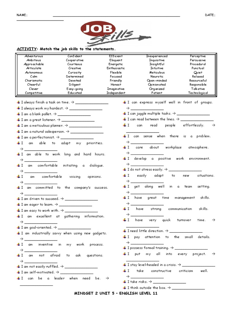 Job Skills | PDF | Action (Philosophy) | Applied Psychology