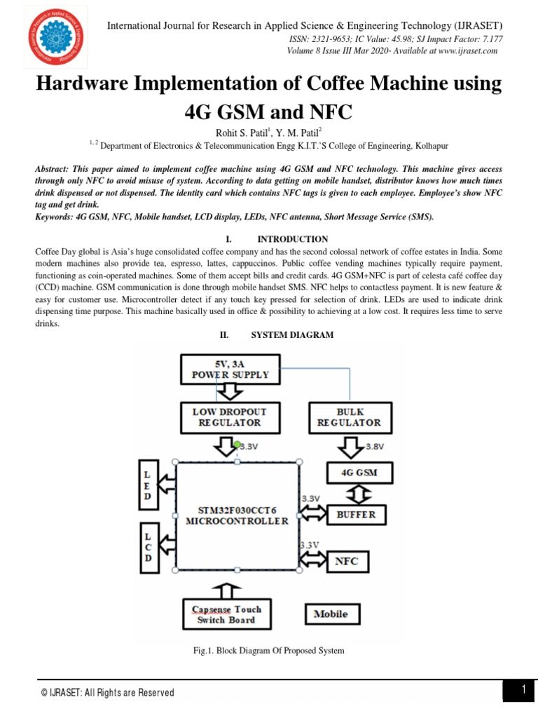 Hardware Implementation of Coffee Machine Using 4G GSM and NFC | PDF ...