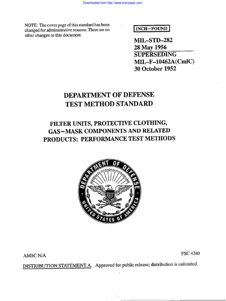 Department Of Defense Test Method Standard: Mil-Std-282 28 May 1956 ...