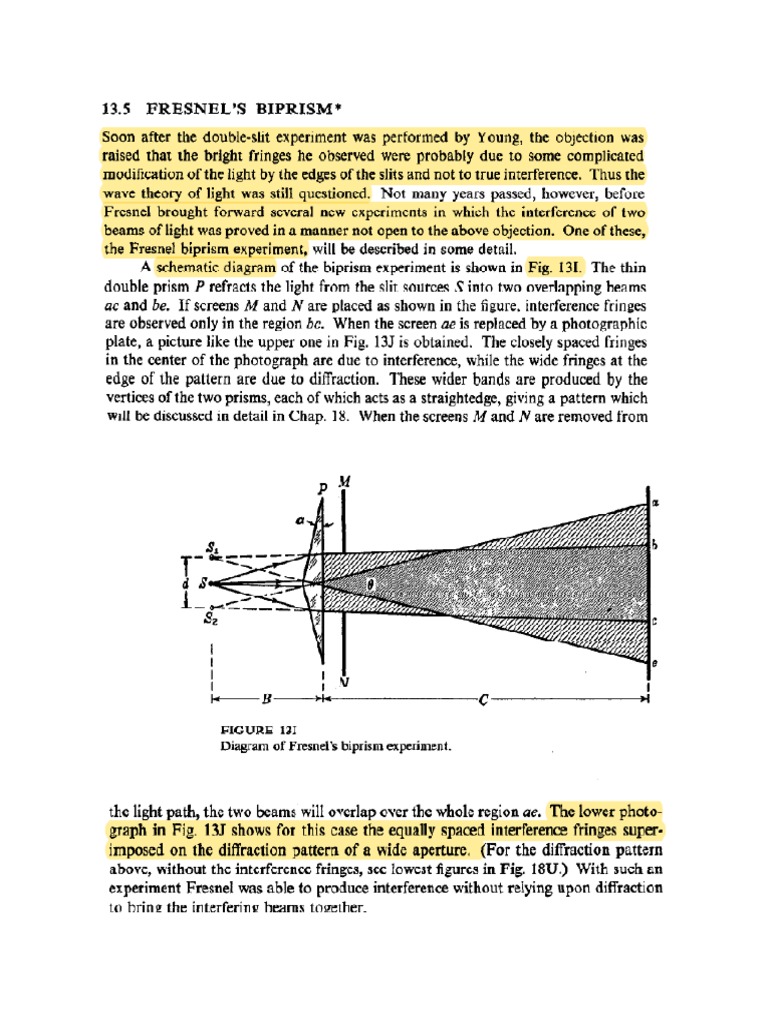 Fresnel Biprism Loyd Mirror Michelson Interoferro Meter | PDF