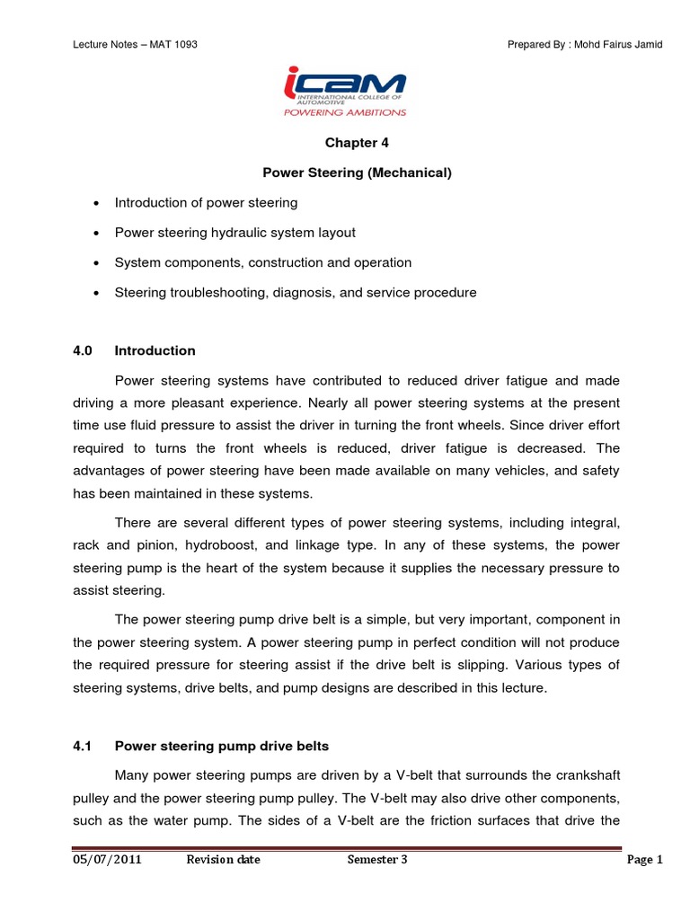 Power Steering PDF | PDF | Belt (Mechanical) | Steering