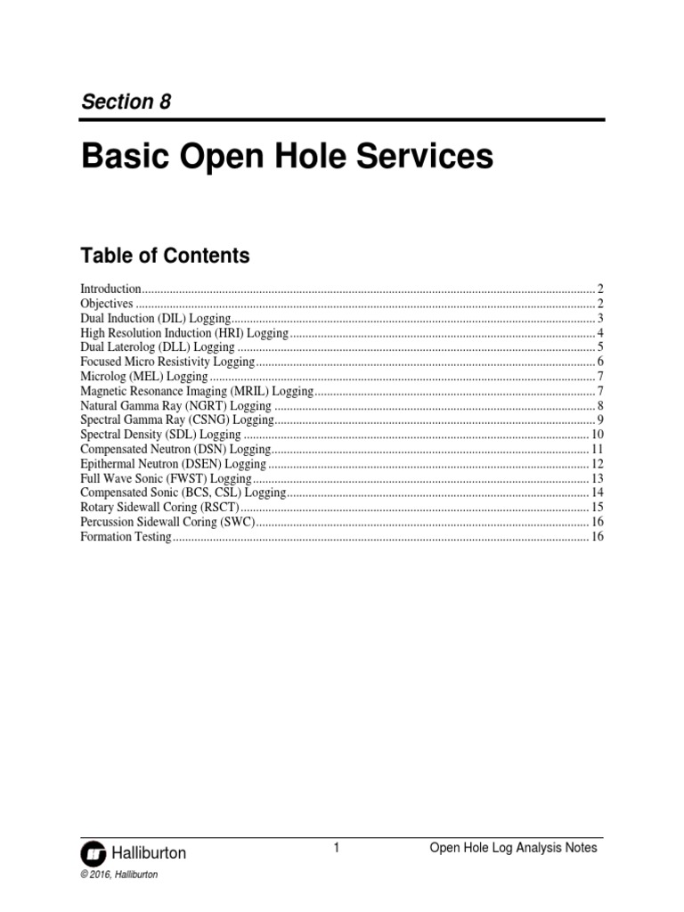 8 Man-Basic Open Hole Services | PDF | Porosity | Neutron