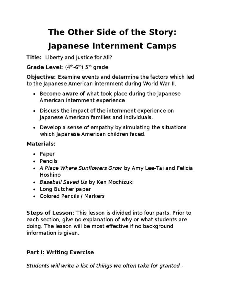 Japanese Internment Camp Lesson Plan | PDF | Internment Of Japanese ...