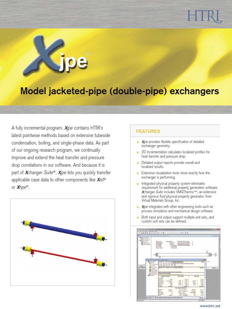 Model Jacketed-Pipe (Double-Pipe) Exchangers: Features | PDF | Heat ...
