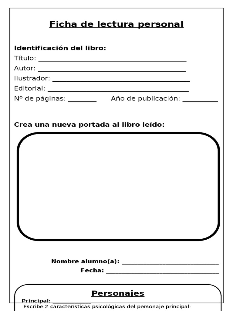 Ficha de Lectura Personal 2º Bco | PDF | Ficción general