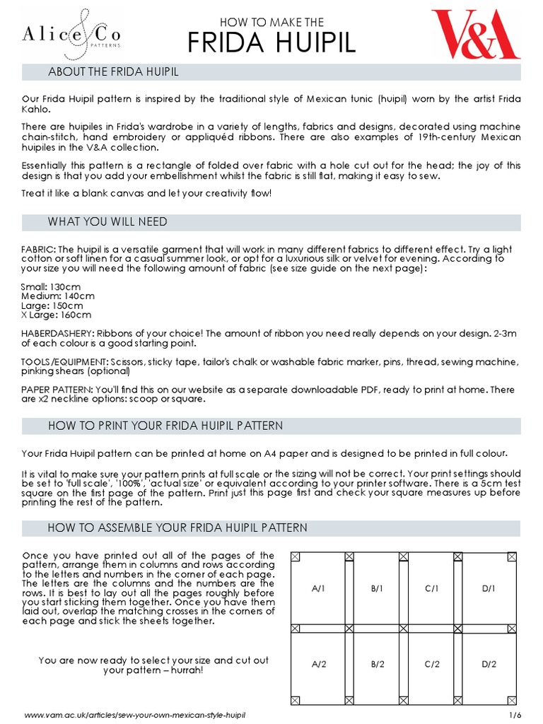 Create Your Own Frida Huipil Pattern | PDF | Seam (Sewing) | Sewing