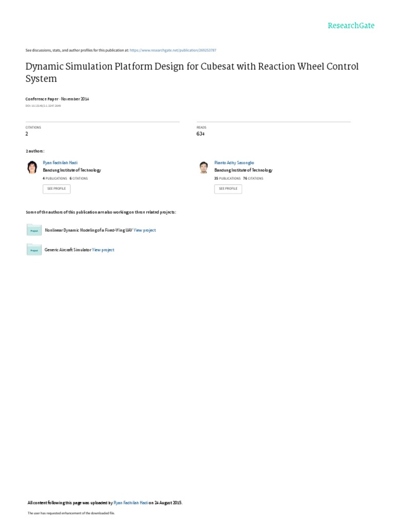 Dynamic Simulation Platform Design For Cubesat With Reaction Wheel ...