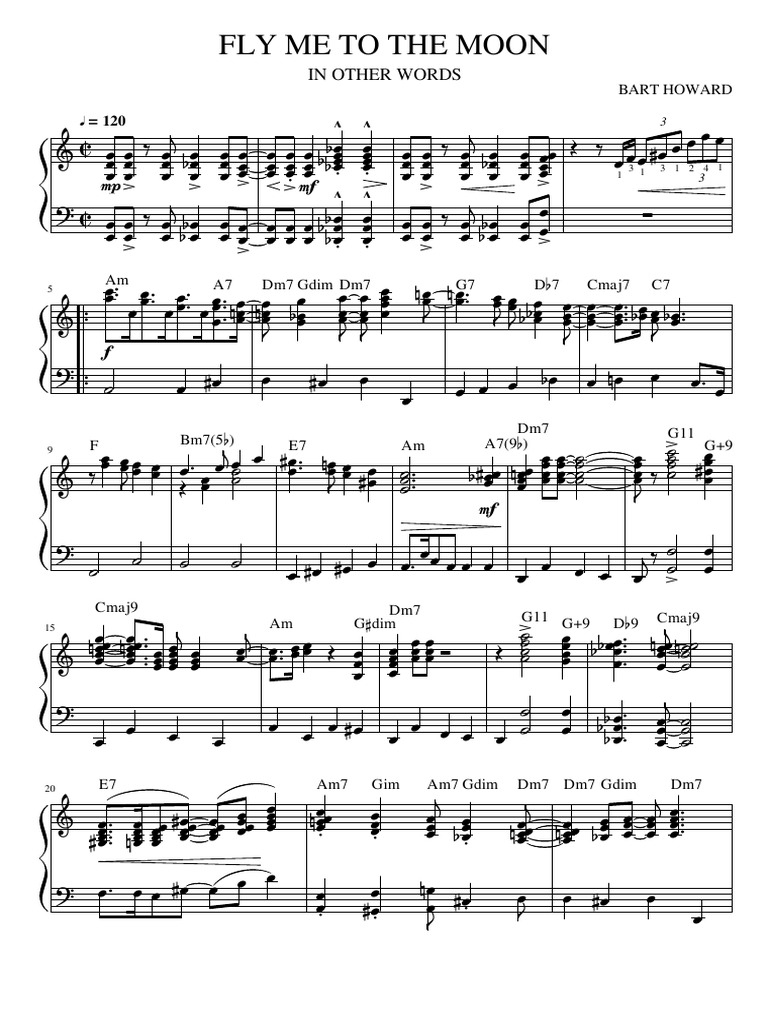 Fly Me to the Moon in Other Words: The Chord Progression and Lyrics to ...