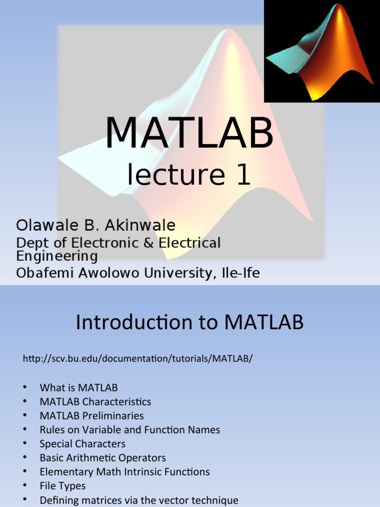 Matlab: Olawale B. Akinwale | PDF | Matlab | Matrix (Mathematics)