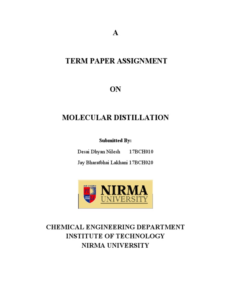 Chemical Engineering Department Institute of Technology Nirma ...