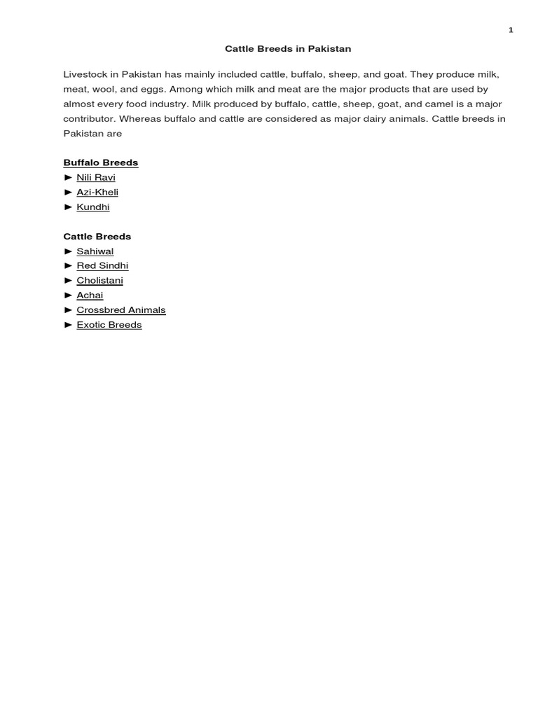 Cattle Breeds In Pakistan 1st Class Pdf Goat Cattle